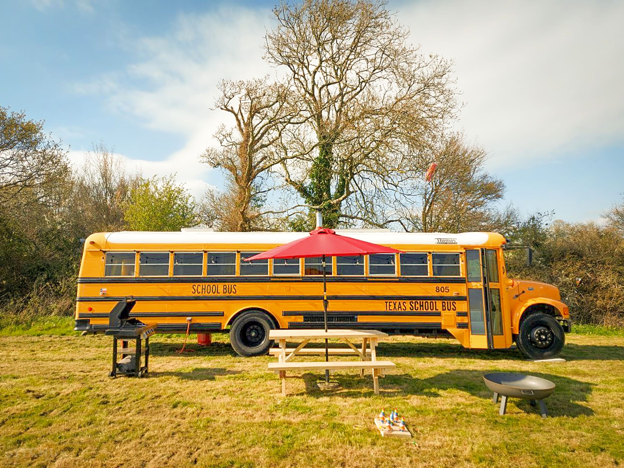 American School Bus Glamping at Woolacombe, Woolacombe, Devon - Updated ...